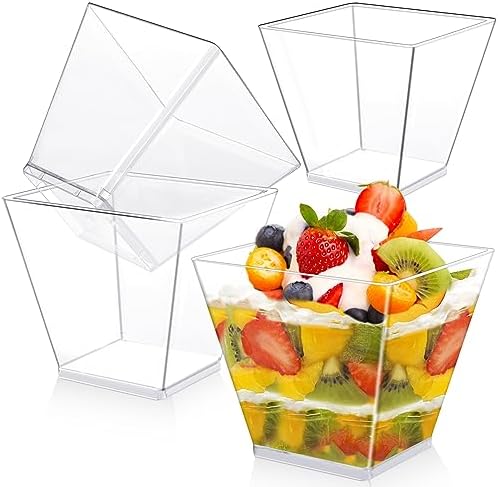 Amazon.com | Xanllaxa 50 Pack 3.5 Oz Plastic Mini Dessert Cups,Square ...