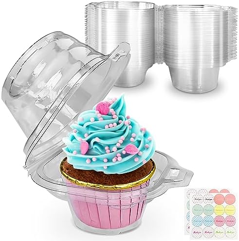 CoKeeSun 30 PCS Cupcake Boxes Single, 4 Inch Clear Individual Cupcake ...