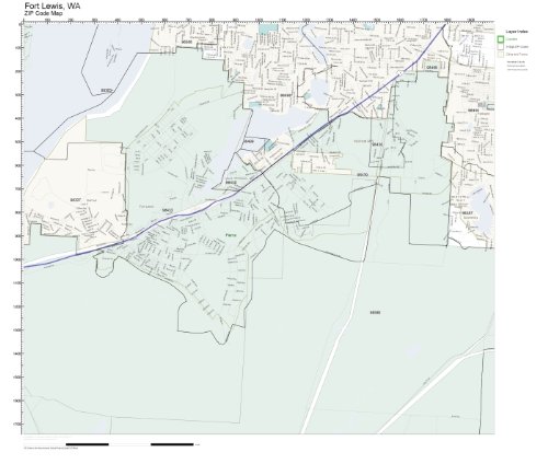 ZIP Code Wall Map of Fort Lewis, WA ZIP Code Map Laminated: Amazon.com ...