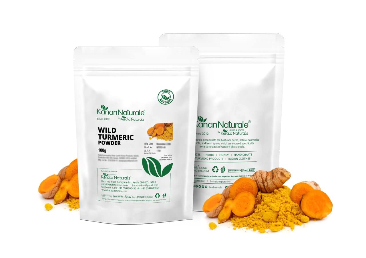 Kerala Naturals Cúrcuma salvaje – Kasthuri Manjal para piel brillante ...