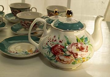 Amazon.com | fanquare 15 Pieces Simple White English Ceramic Tea Sets ...