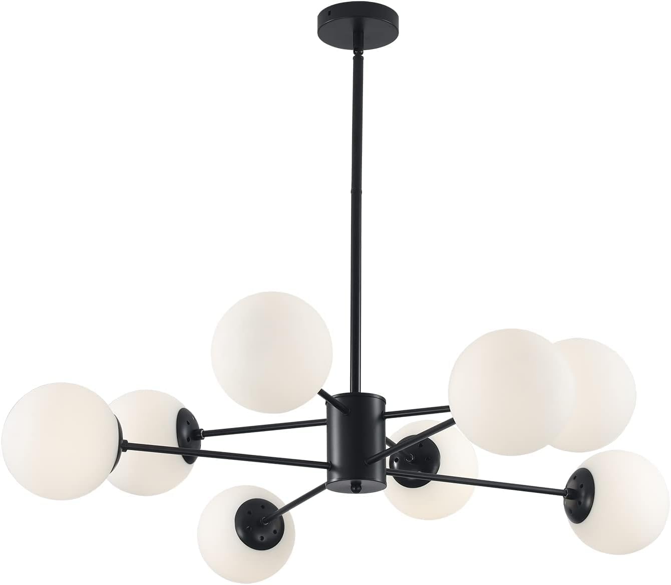 KCO Lighting Black Sputnik Chandelier Ceiling Mount 8-Light Glass Globe Sputnik Chandelier Mid ...