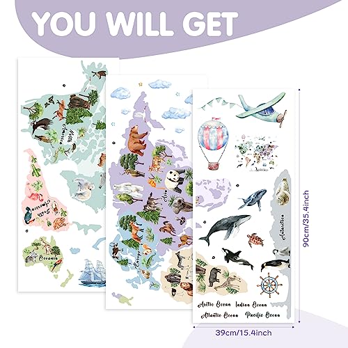 Snapklik.com : Animal World Map Kids Wall Decals Peel And Stick ...