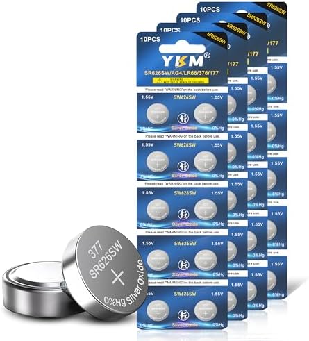 Amazon.com: YKM 377 SR626SW Watch Battery LR626 376 V377 377a AG4 1.55V ...