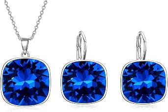 Amazon.com: AOBOCO Sterling Silver Cushion Cut Square Crystal Earrings ...