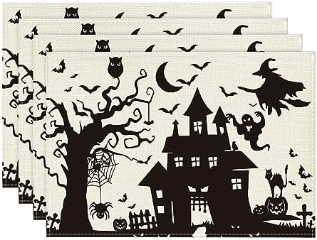 Amazon.com: Halloween Placemats Set of 4, 12x18 Inch Halloween Place ...
