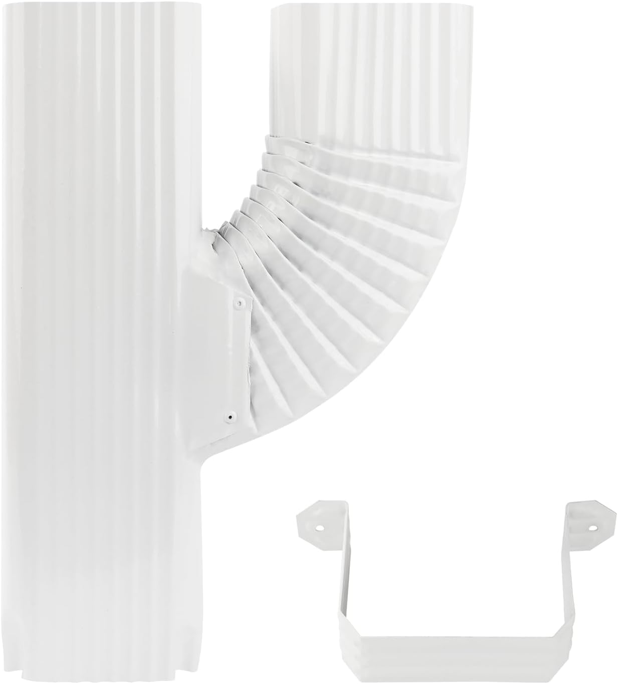 Downspout Gutter Upright Y Connector 2x3 Right White & 1 Downspout ...