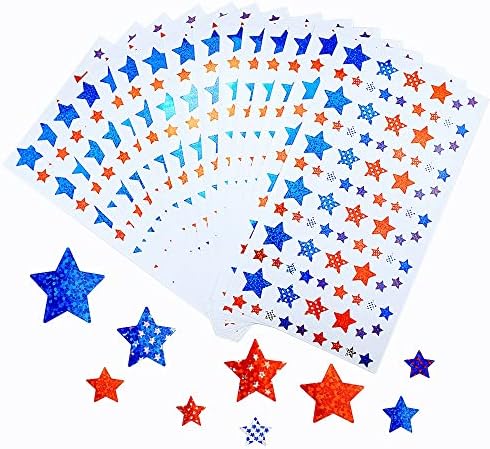 Amazon.com: SaktopDeco 1350 PCS Small Star Stickers Blue Red Star ...
