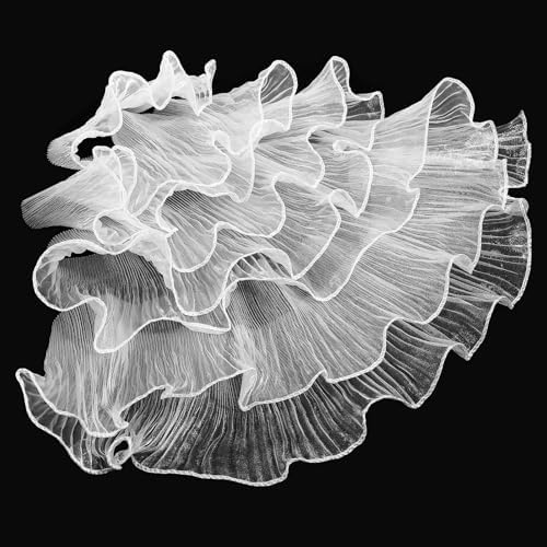 Amazon.com: NUOBESTY Ruffle Pleated Trim Organza Lace Ribbons White ...