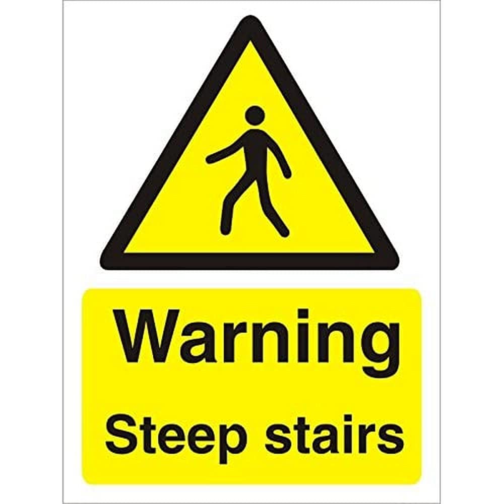 Seco Warning Steep Stairs Sign, 150mm x 200mm - 1mm Semi Rigid Plastic ...