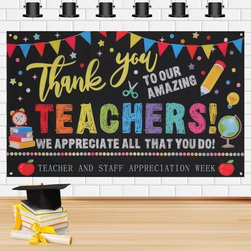 Amazon.com: Teacher Appreciation Week Backdrop Banner School Classroom ...