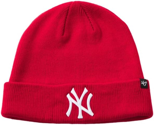 Amazon.com: '47 MLB New York Yankees Brand Cuffed Knit Hat Beanie - Red ...