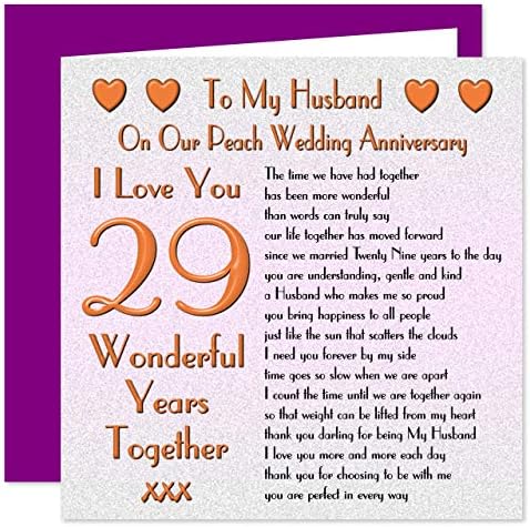 My Husband 29th Wedding Anniversary Card - On Our Peach Anniversary ...