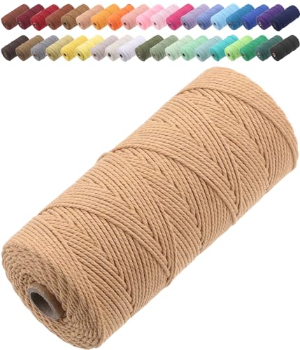 GOHOF Macrame Cord 2mm x 205m Premium Cotton Macrame Rope, 3 Strand ...