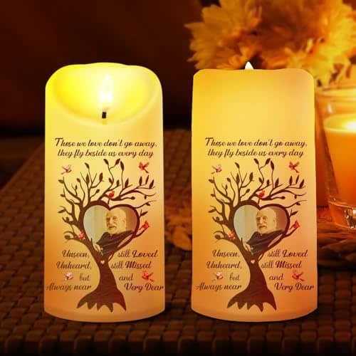 Amazon.com: Custom Photo They Fly Beside Us Everyday, Personalized Memorial Photo LED Candle ...