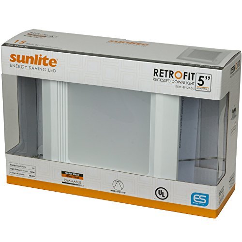 Sunlite LFX/RDL/5S/15W/DIM/30K 5" LED Square Retrofit Recessed Fixture ...