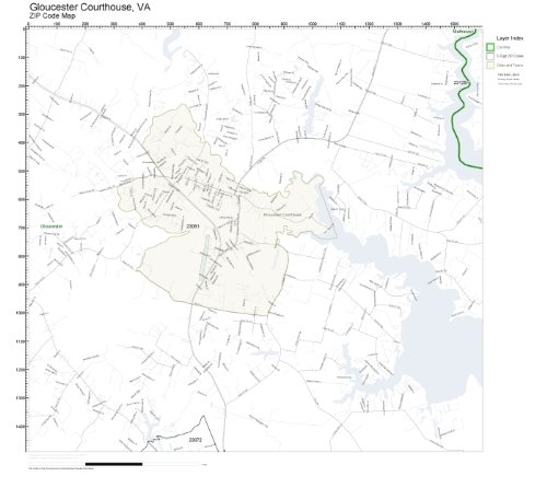 ZIP Code Wall Map of Gloucester Courthouse, VA ZIP Code Map Not ...