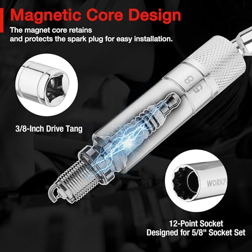 Snapklik.com : WORKPRO 5/8 Magnetic Swivel Spark Plug Socket, 3/8 Drive ...