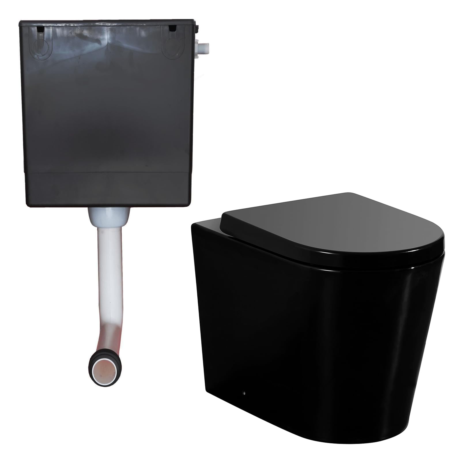 Buy Robanmoa Matt Black Rimless Back to Wall Toilet and Concealed ...
