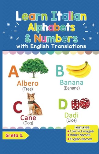 Learn Italian Alphabets & Numbers: Black & White Pictures & English ...