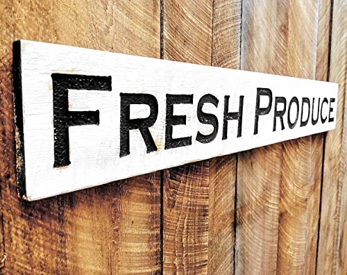 Amazon.com: FRESH PRODUCE Sign - (Available in 3 Sizes) Carved in a ...