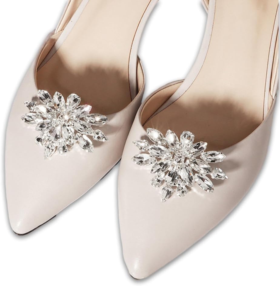 Amazon.com: HANSAMU 2 Pcs Rhinestone Shoe Clips for Pumps, Crystal ...