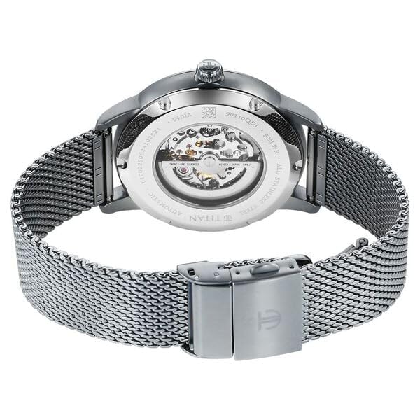Titan Automatic Color Upgrade Silver Dial Grey Leather Strap Watch for ...