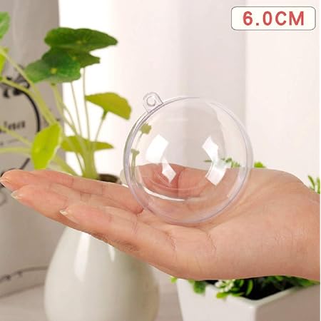 Uhat Pack 5 Transparent 4-12CM Large Empty Baubles to Fill DIY Crafts ...