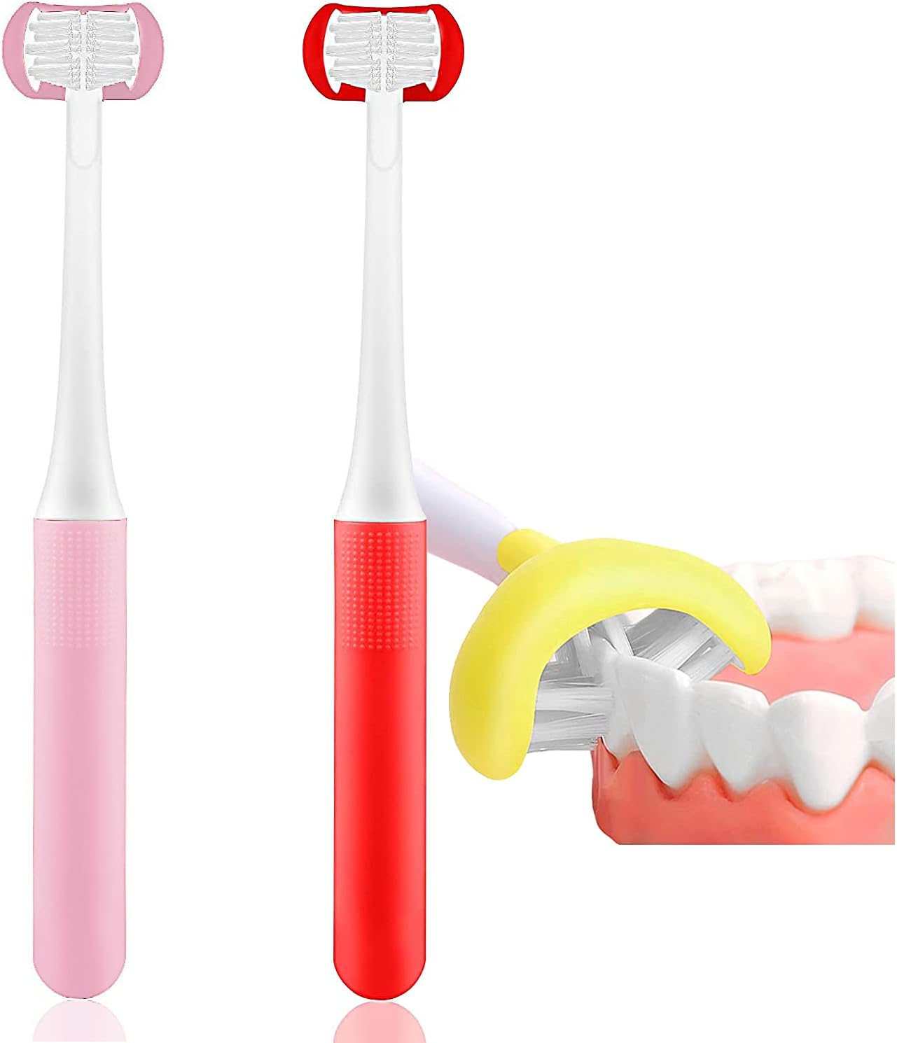 Amazon.com: FOREVIVE 2 Pieces 3 Sided Toddler Toothbrush, Three ...