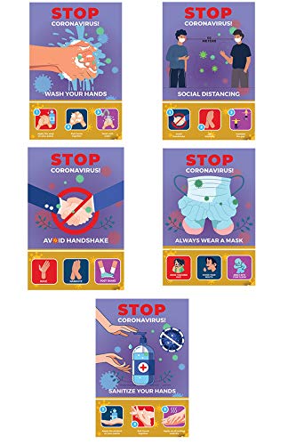 Yellow Alley Corona Poster Combo|Covid 19 Precautions Combo|Sanitize ...