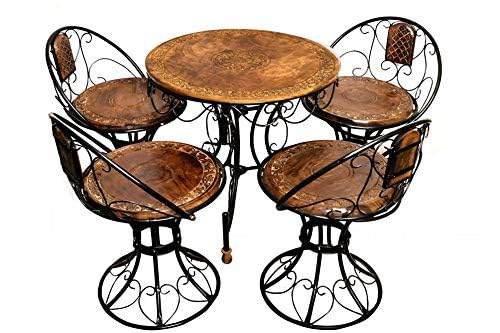 ZARA TRADING COMPANY Wood & Wrought Iron Decorative Mooda Chairs with ...