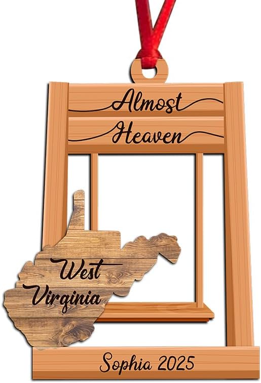 Amazon.com: Almost Heaven Swing Wooden 2 Layerd Ornament, West Virginia ...