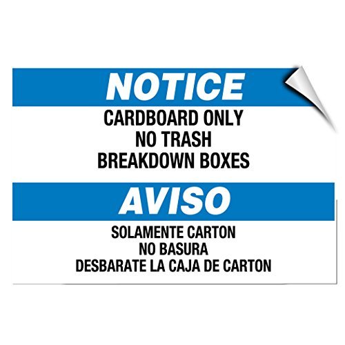Notice Cardboard Only No Trash Breakdown Boxes Activity Sign Self ...