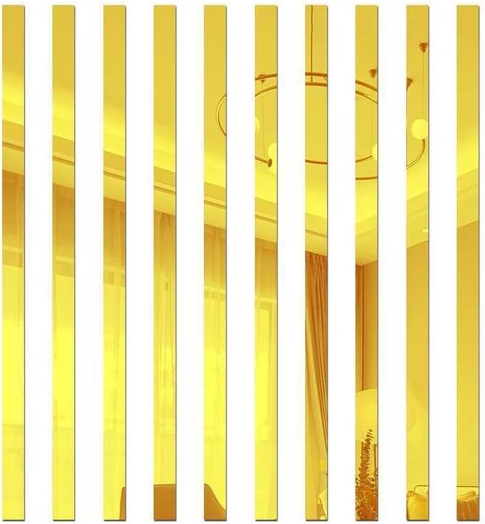 Amazon.com: 10 Pcs Mirror Wall Stickers Striped Design Mirror Art Tile ...