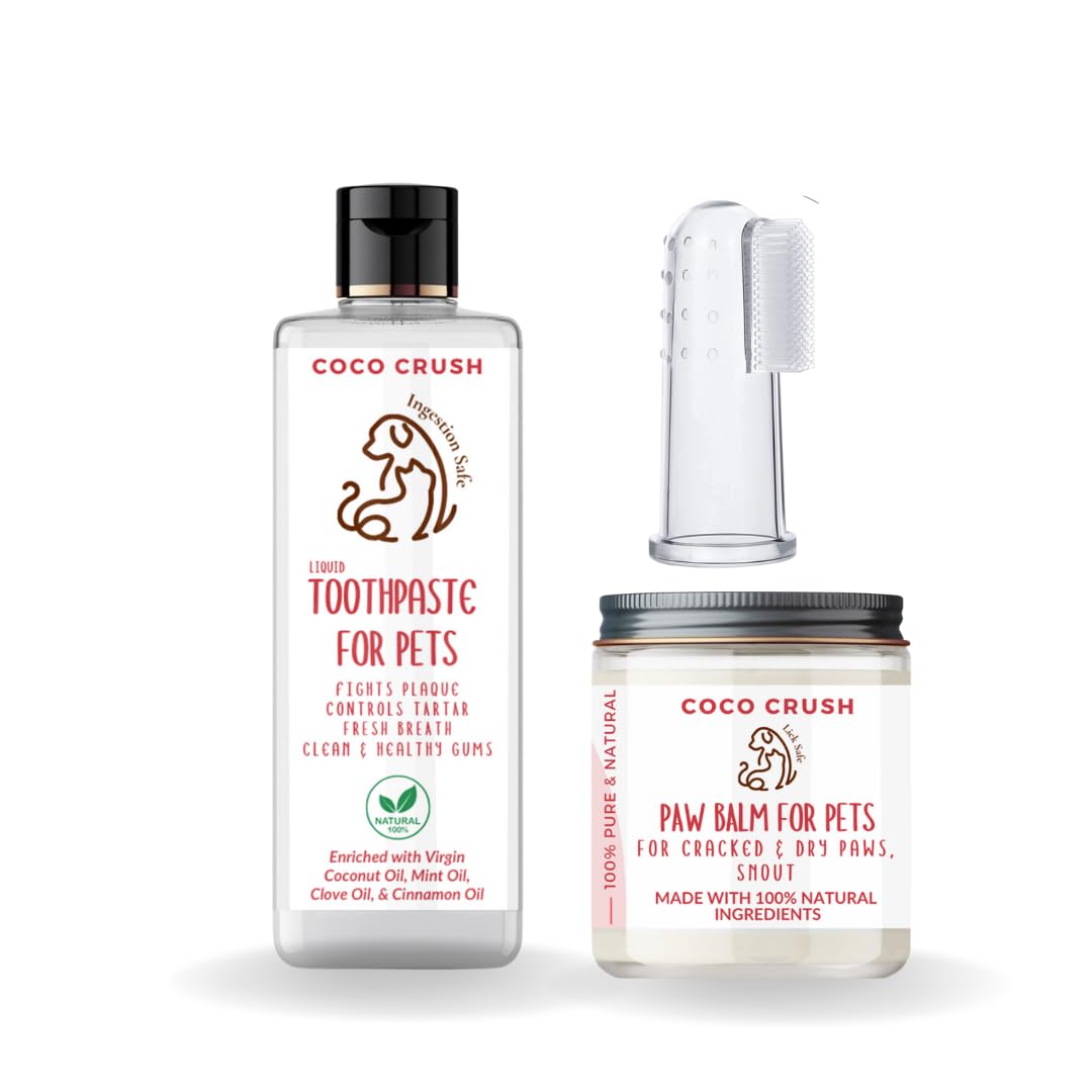 COCO CRUSH Pet Dental & Grooming Combo - 100% Natural Liquid Toothpaste ...