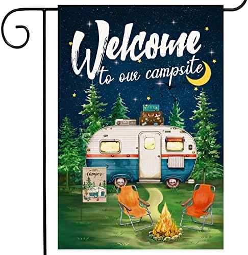 Amazon.com : wondever Travel Trailer Campfire Camping Garden Flag 12×18 ...