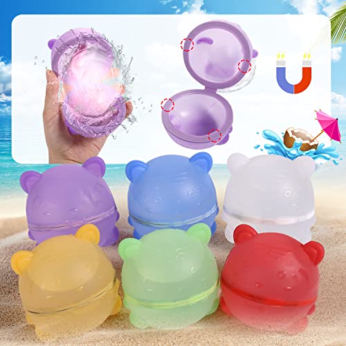 6pcs Silicone Water Balls, Reusable Water Bombs Soft Self-Sealing ...