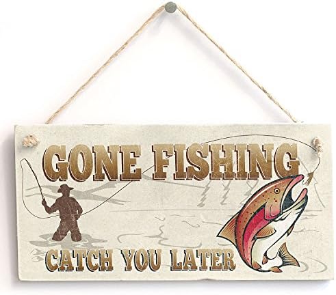 Amazon.com: Xiddxu Round Metal Tin Sign Rustic Wall Decor Fishing ...