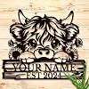 Amazon.com: Personalized Highland Cow Name metal Signs,Custom Highland ...