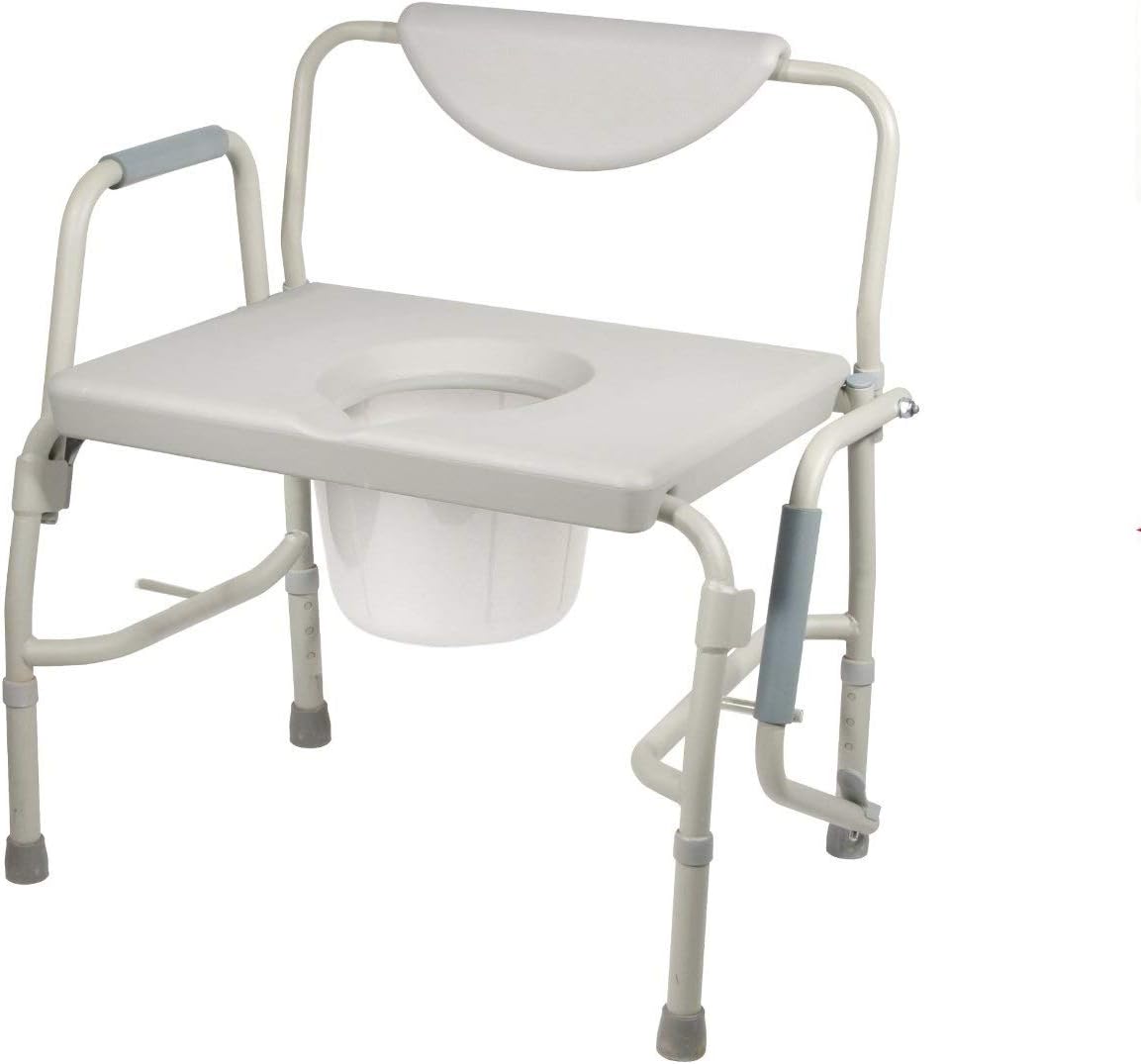 Amazon.com: HEALTHLINE Heavy Duty Drop Arm Bariatric Commode | Bedside ...