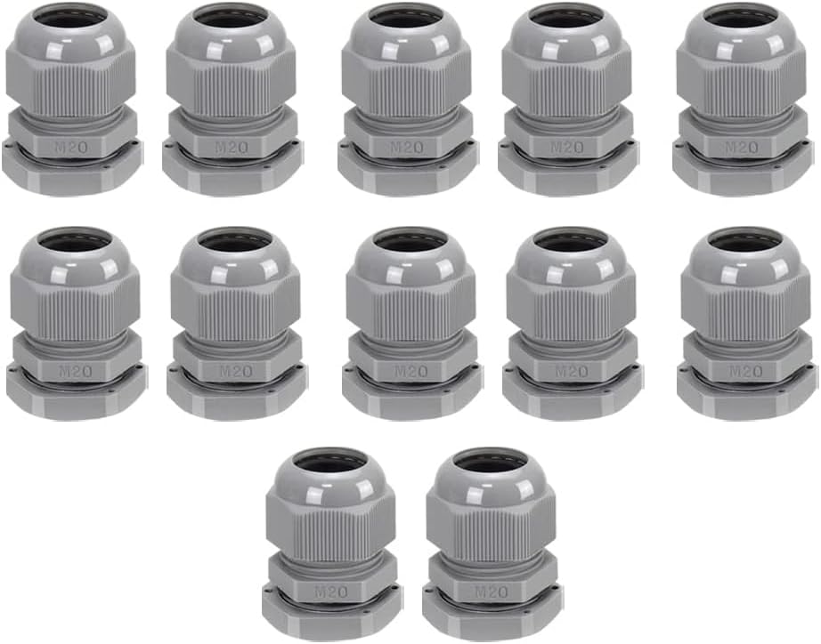 Pack of 12 Black 20mm Nylon Cable Glands, Suitable for 6-12mm, M20 ...