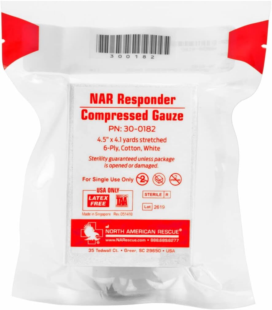Amazon.com: Tacticon Compressed Sterile Gauze 4.5" x 4.1 Yards, 6-Ply ...