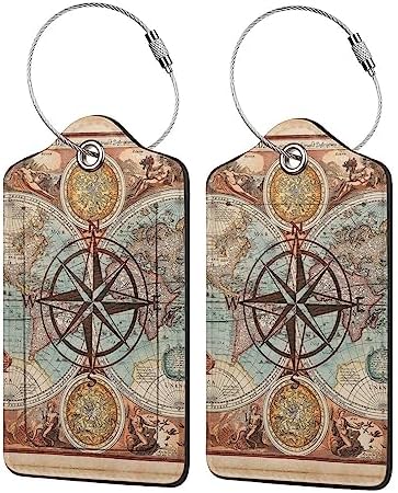 Amazon.com: Colorful Rainbow Map of The World Earth Luggage ID Tags ...