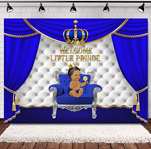 Buy Sensfun Royal Prince Baby Shower Backdrop Gold Crown Royal Blue ...