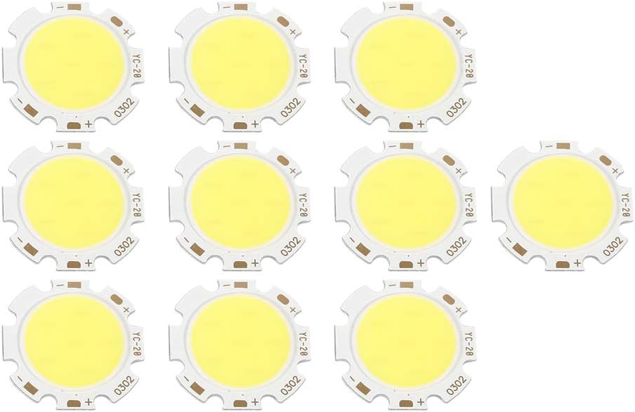 Strnek 10pcs Round COB 3W High Power LED Chip Bulb Lamp Light Aluminum ...