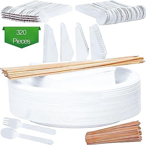 50 Guests Disposable Tableware Set Bundle Biodegradeable 50 Plate 50 ...