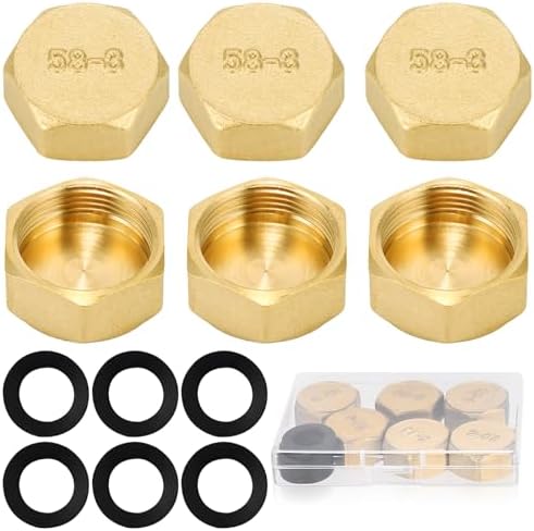 6 PcsBrass Blanking Caps 3/4 inch, Radiator Valve Caps, Hex Brass ...