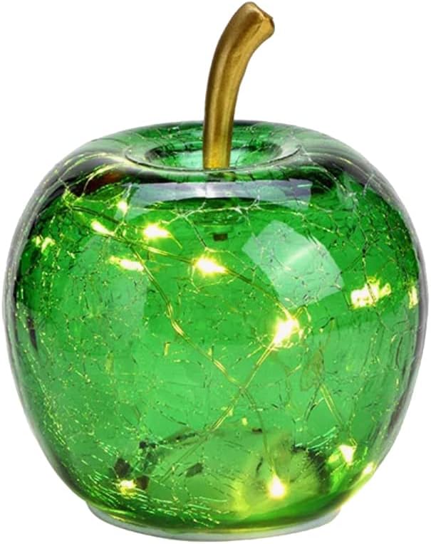 Spetebo LED Crackle Glas Apfel 16 cm - transparent - Deko Frucht in ...