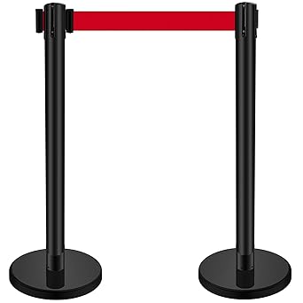 Ferraycle Set of 4 Stanchions with Retractable Belts in 6.6 ft ...