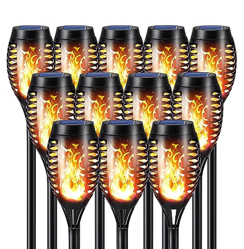 LQWELL Solar Lights Solar Torch Light for Outdoor Garden 12 Pack 12 LED ...